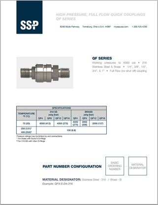 QF Series Quick Connect Couplings | SSP Spec Sheets
